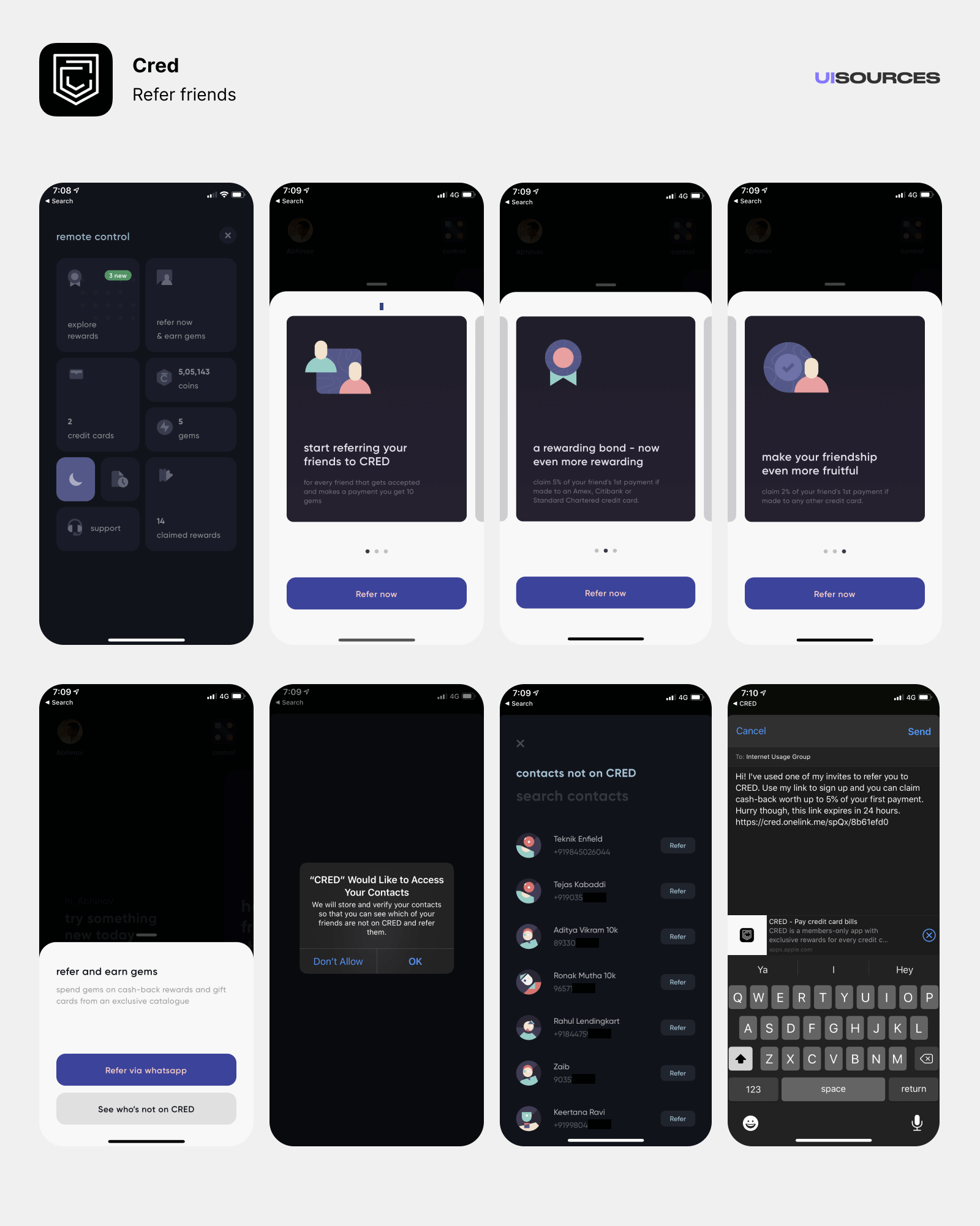 Cred - Content Screens Screenshots | UI Sources